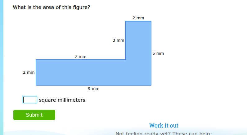 What is the area of this figure? (The figure is an L-shaped polygon with..