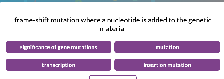 A frame-shift mutation where a nucleotide is added to the genetic materia..