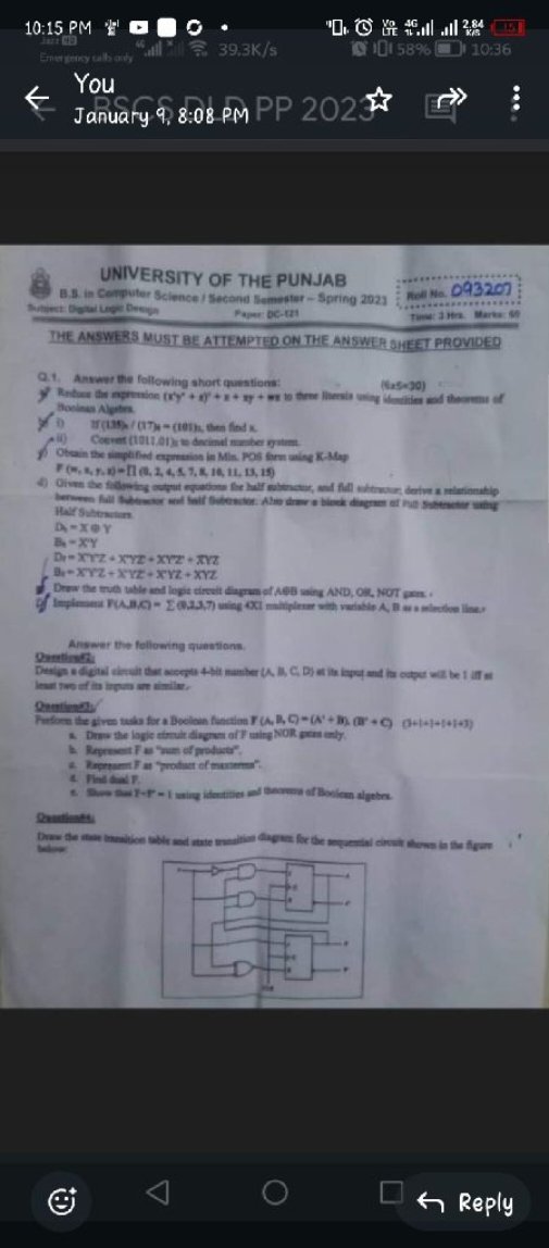 UNIVERSITY OF THE PUNJAB B.S. in Computer Science / Second Semester – Spr..