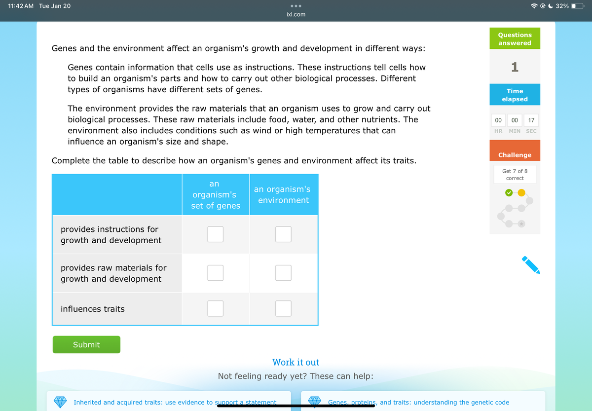 Genes and the environment affect an organism's growth and development in