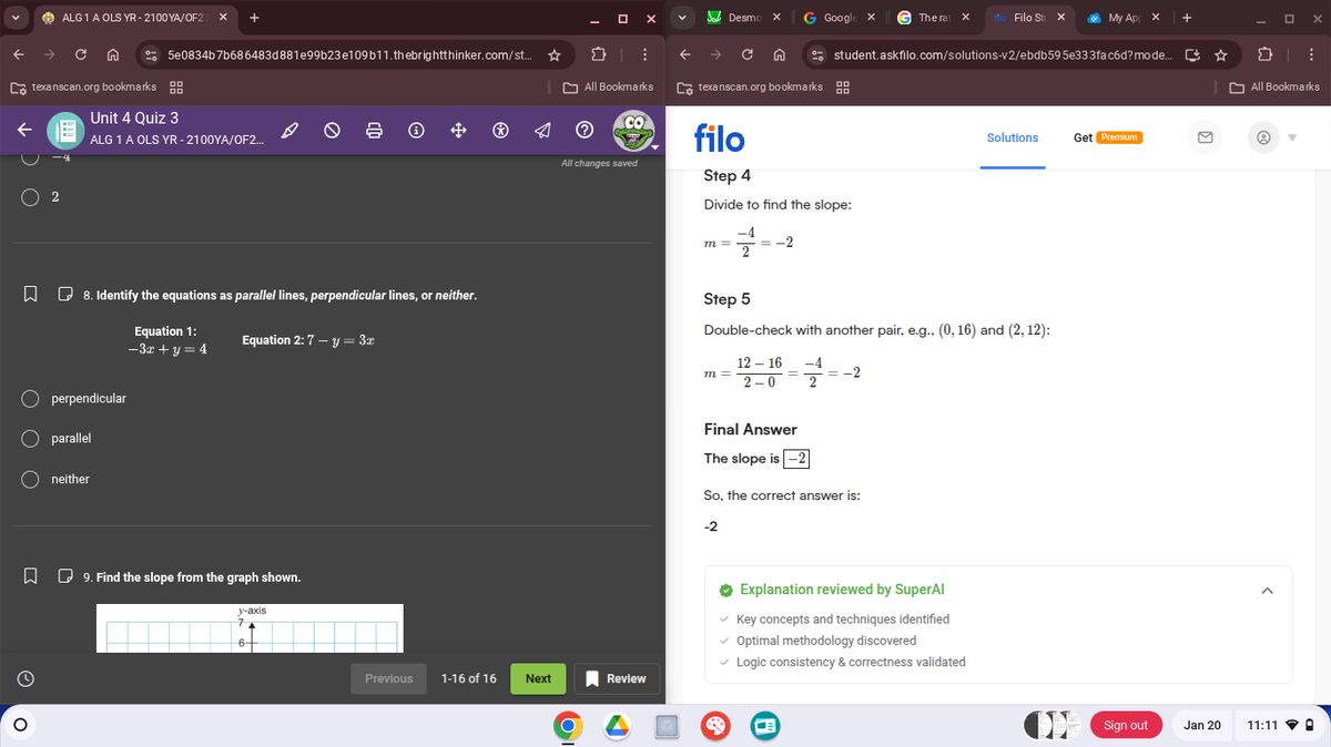 Identify the equations as parallel lines, perpendicular lines, or neither..