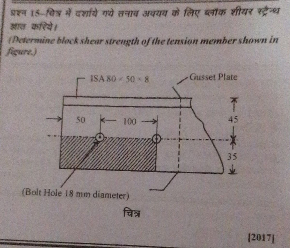 Determine block shear strength of the tension member shown in figure. Gi..