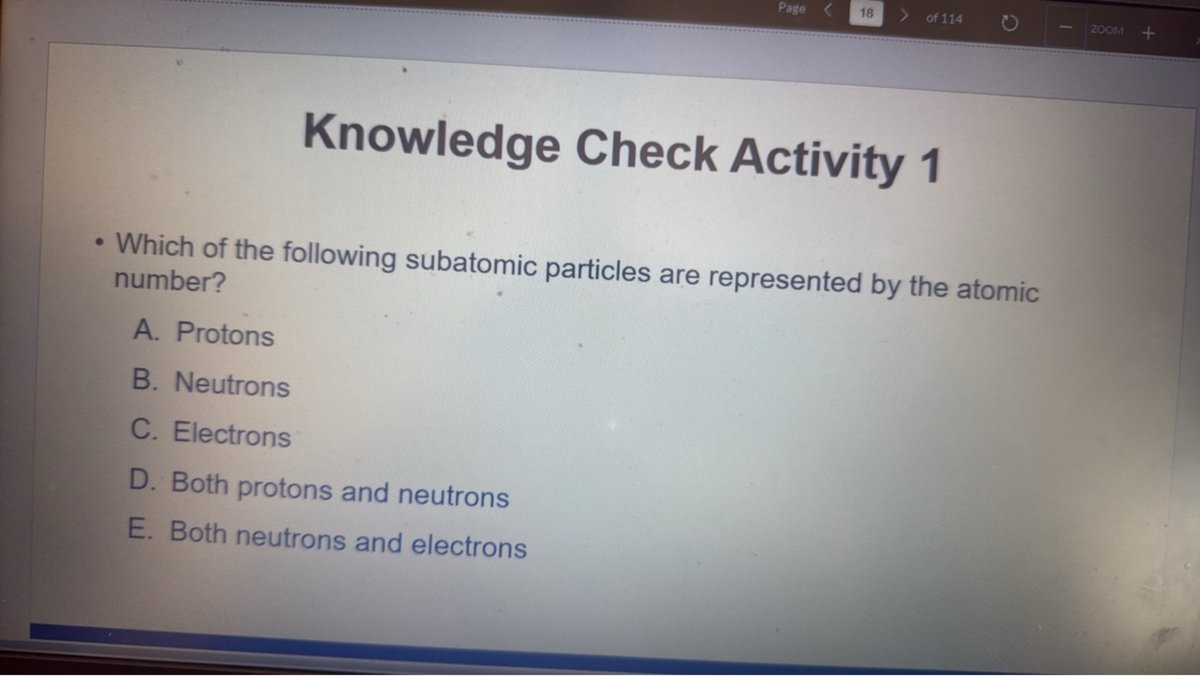 Knowledge Check Activity 1 Which of the following subatomic particles ar..