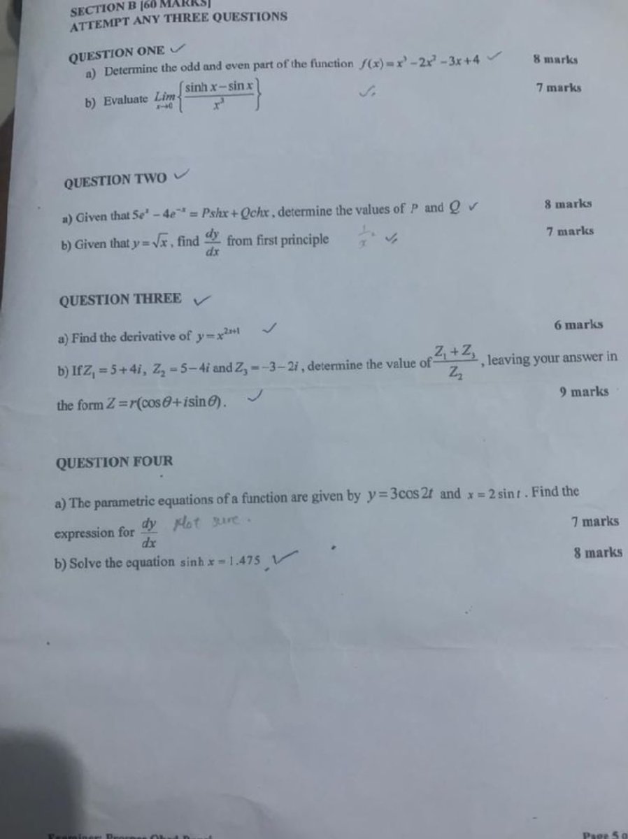 SECTION B [60 MARKS] ATTEMPT ANY THREE QUESTIONS QUESTION ONE a) Determi..