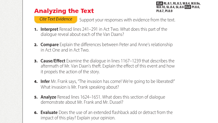 Analyzing the Text Cite Text Evidence Support your responses with evidenc..
