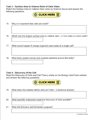 Task 3 - Surface Area to Volume Ratio of Cells Video Watch the Surface Ar..
