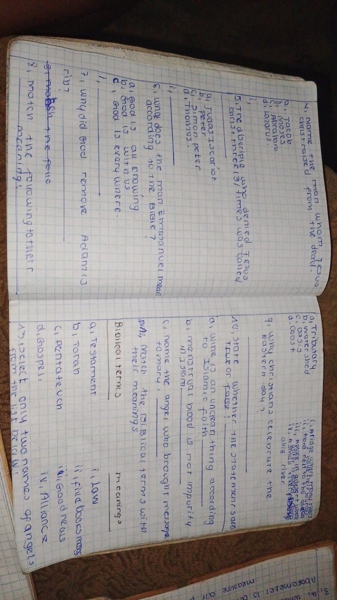 Here are some questions related to Religious Studies: Name the man Chris..