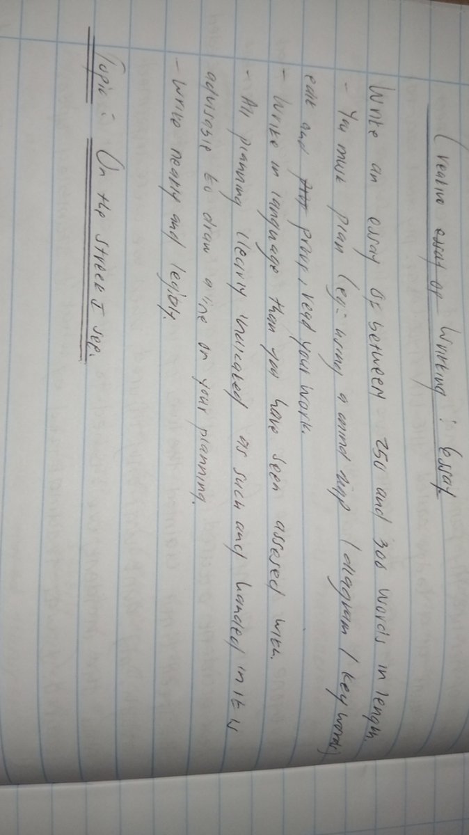 Creative essay writing: Essay Write an essay of between 250 and 300 word..