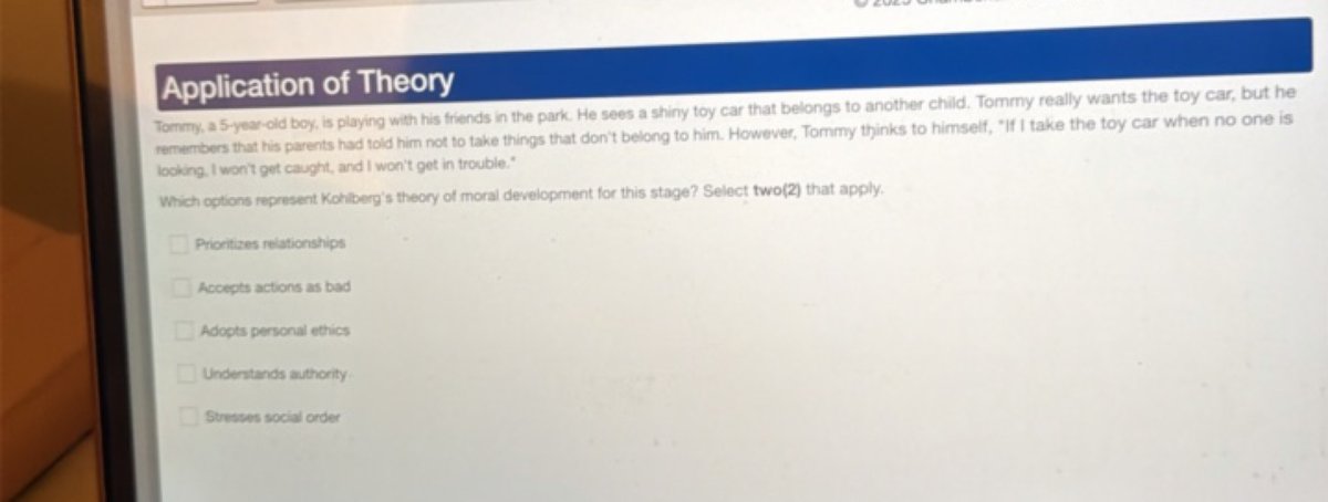 Application of Theory Tommy, a 5-year-old boy, is playing with his frien..