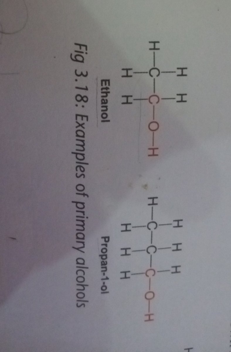 The provided image shows structural diagrams for Ethanol and Propan-1-ol,..