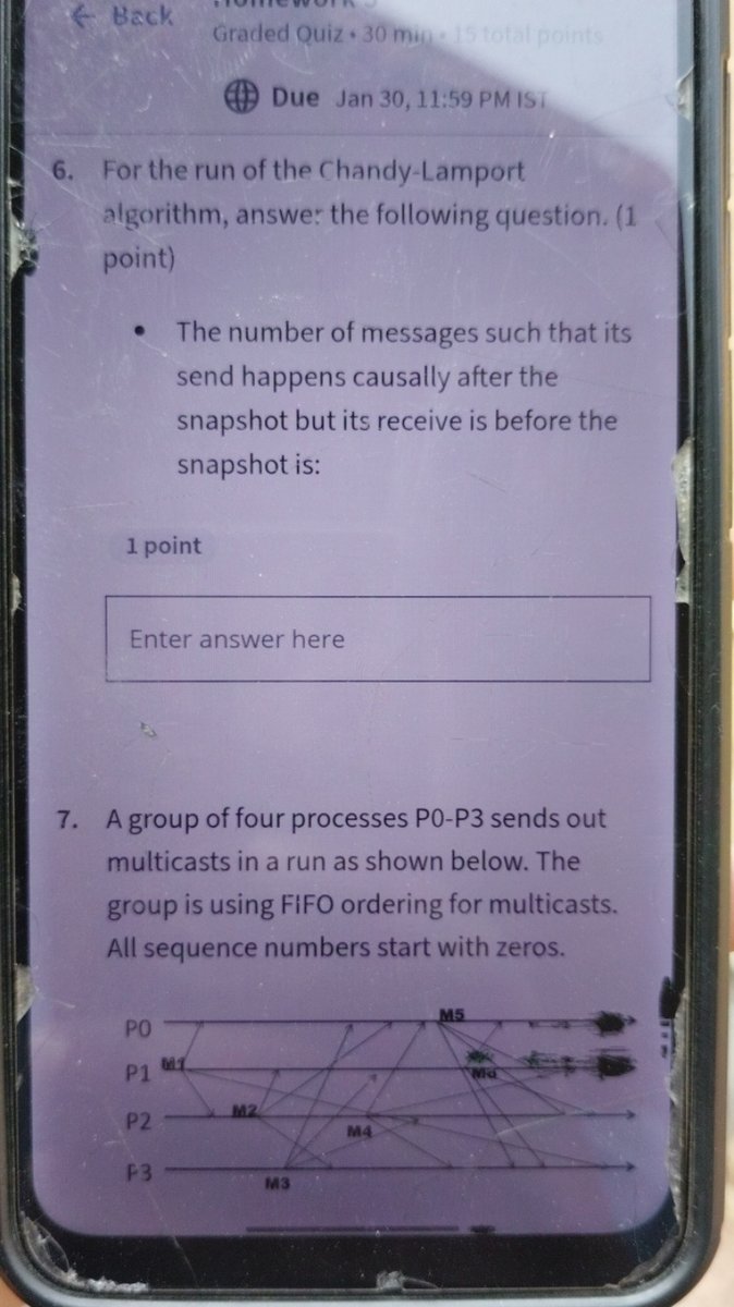 For the run of the Chandy-Lamport algorithm, answer the following questio..