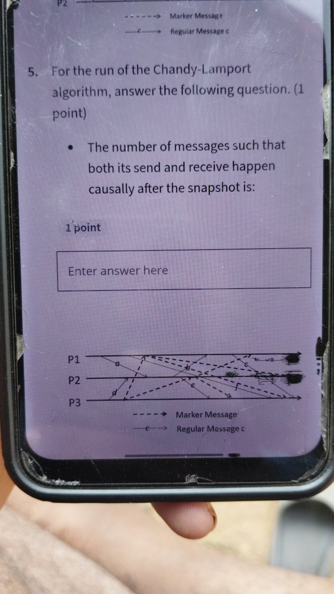 For the run of the Chandy-Lamport algorithm, answer the following questio..