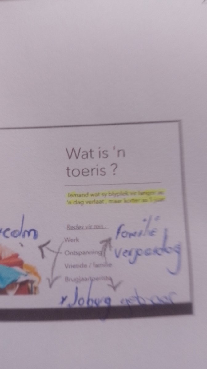 Wat is 'n toeris? Iemand wat sy blyplek vir langer as 'n dag verlaat, ma..