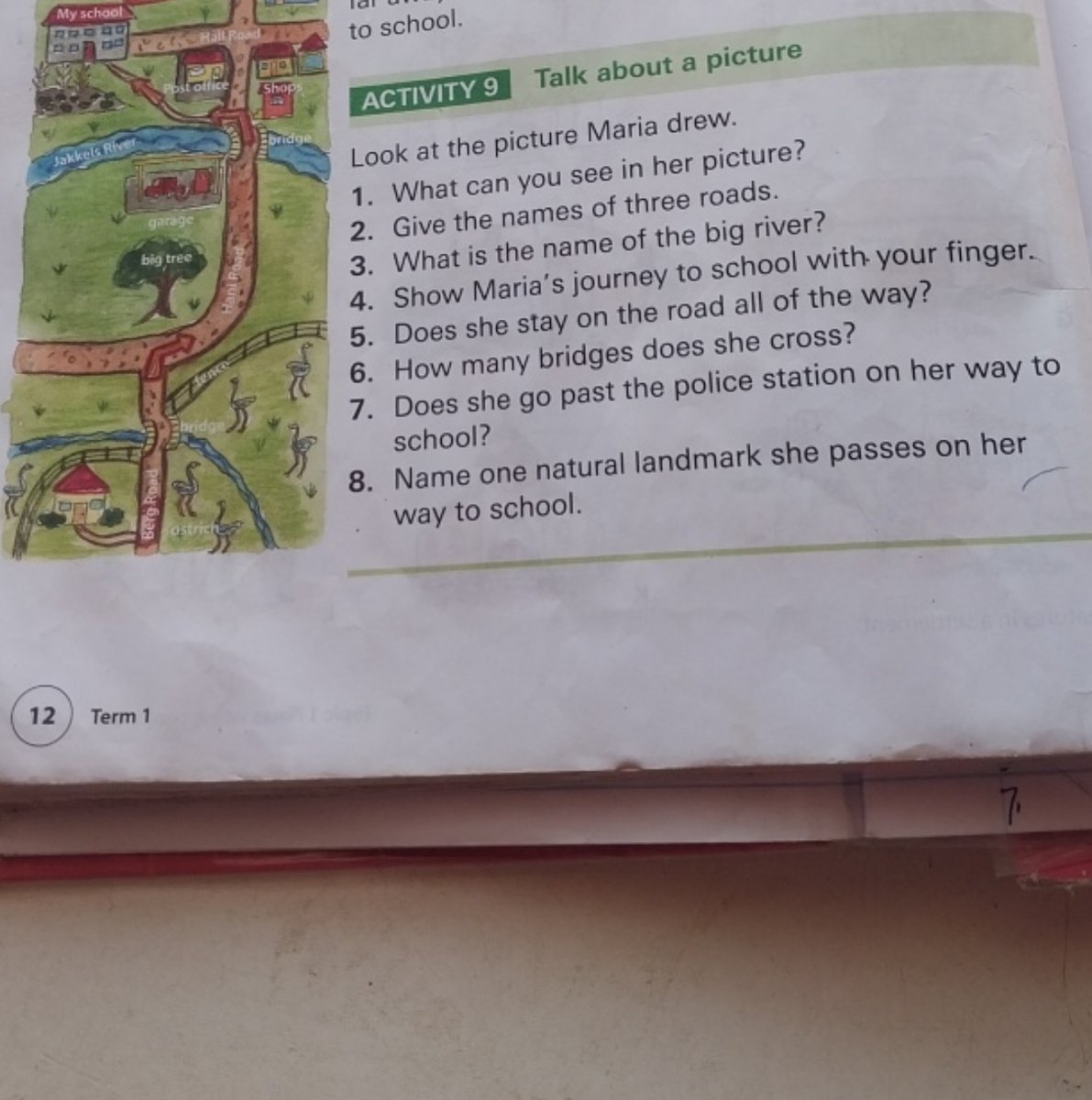 Look at the picture Maria drew. What can you see in her picture? Give th..