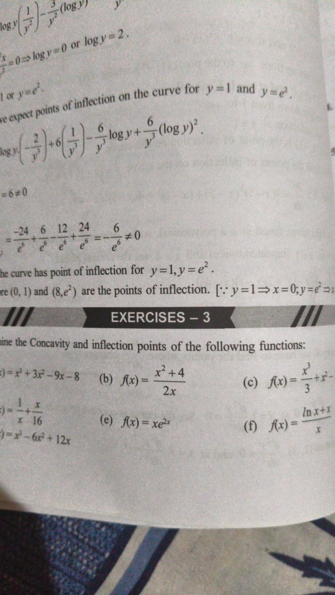 EXERCISES – 3 Determine the Concavity and inflection points of the follow..