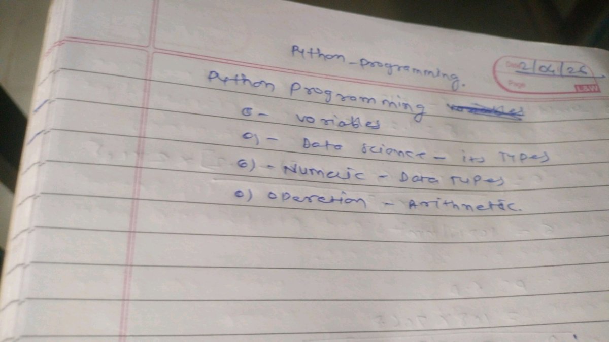 Python-programming. Python Programming variables Data science - its Types..