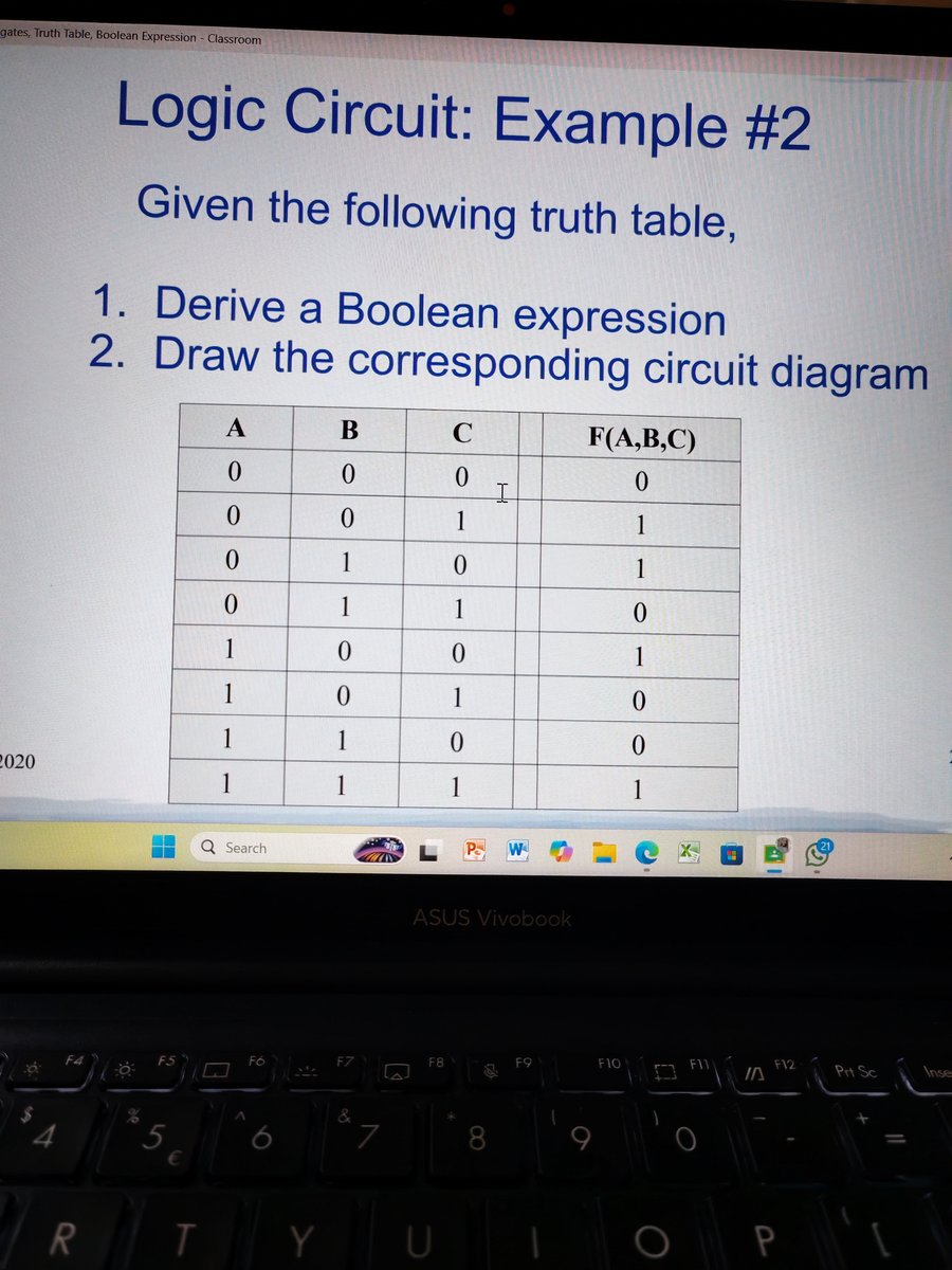 Given the following truth table: | A | B | C | F(A,B,C)