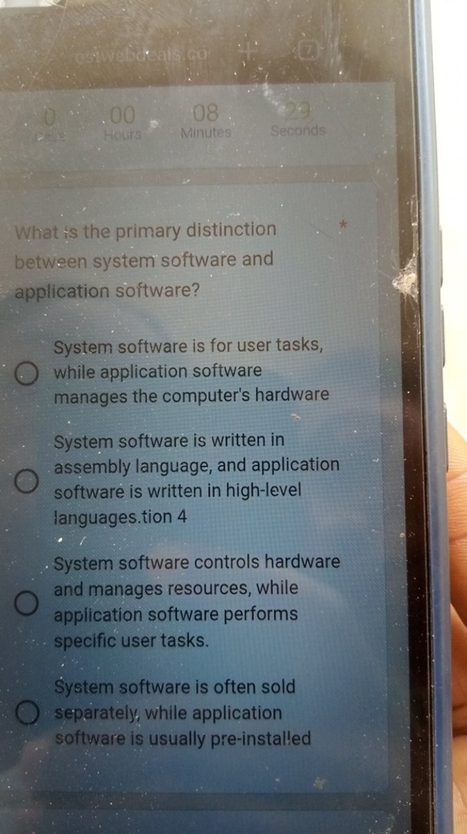 What is the primary distinction between system software and application s..