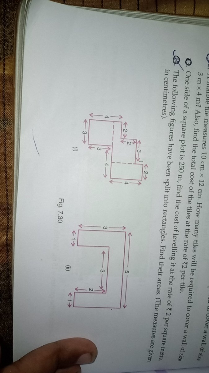 The following figures have been split into rectangles. Find their areas.
