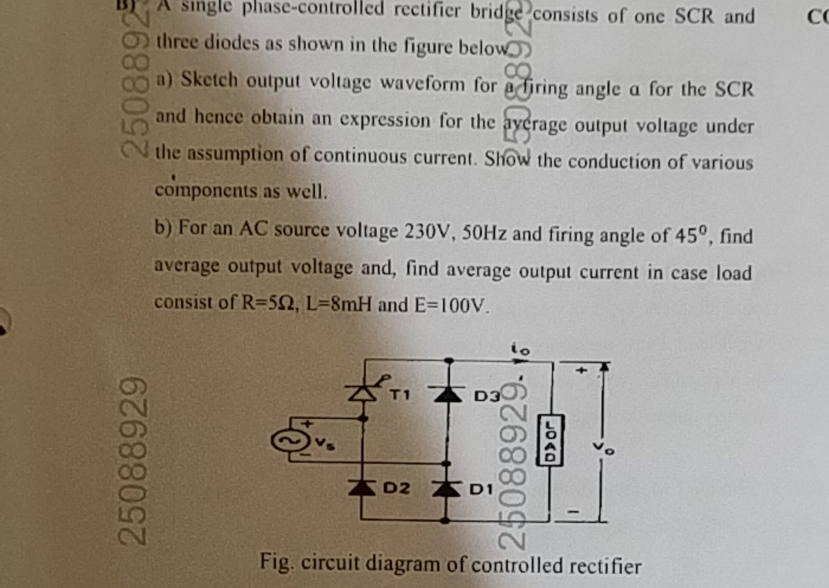 A single phase-controlled rectifier bridge consists of one SCR and three