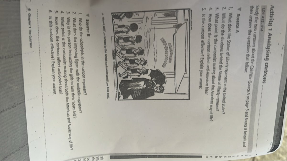 Activity 1 Analysing cartoons L01 AS3, AS4 Study the two cartoons about t..