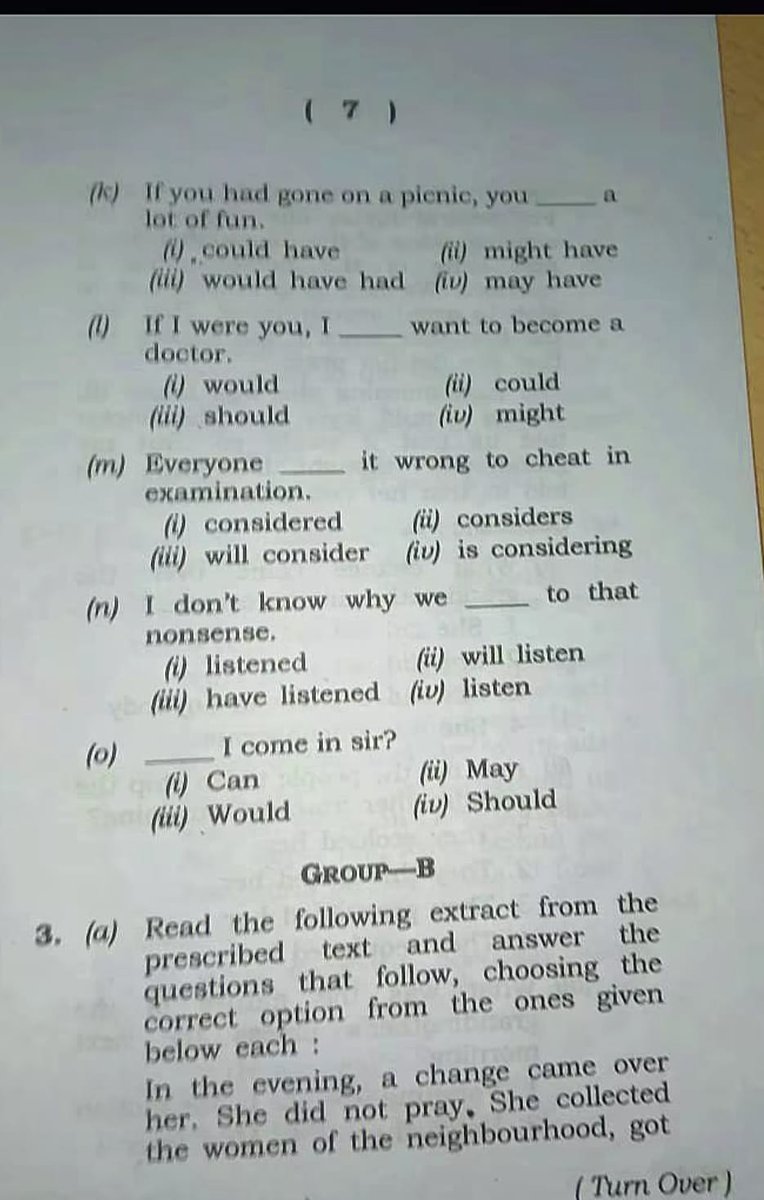 Here are some fill-in-the-blanks questions and a comprehension task: (k)..