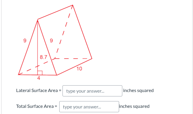 Calculate the Lateral Surface Area and Total Surface Area of the given tr..