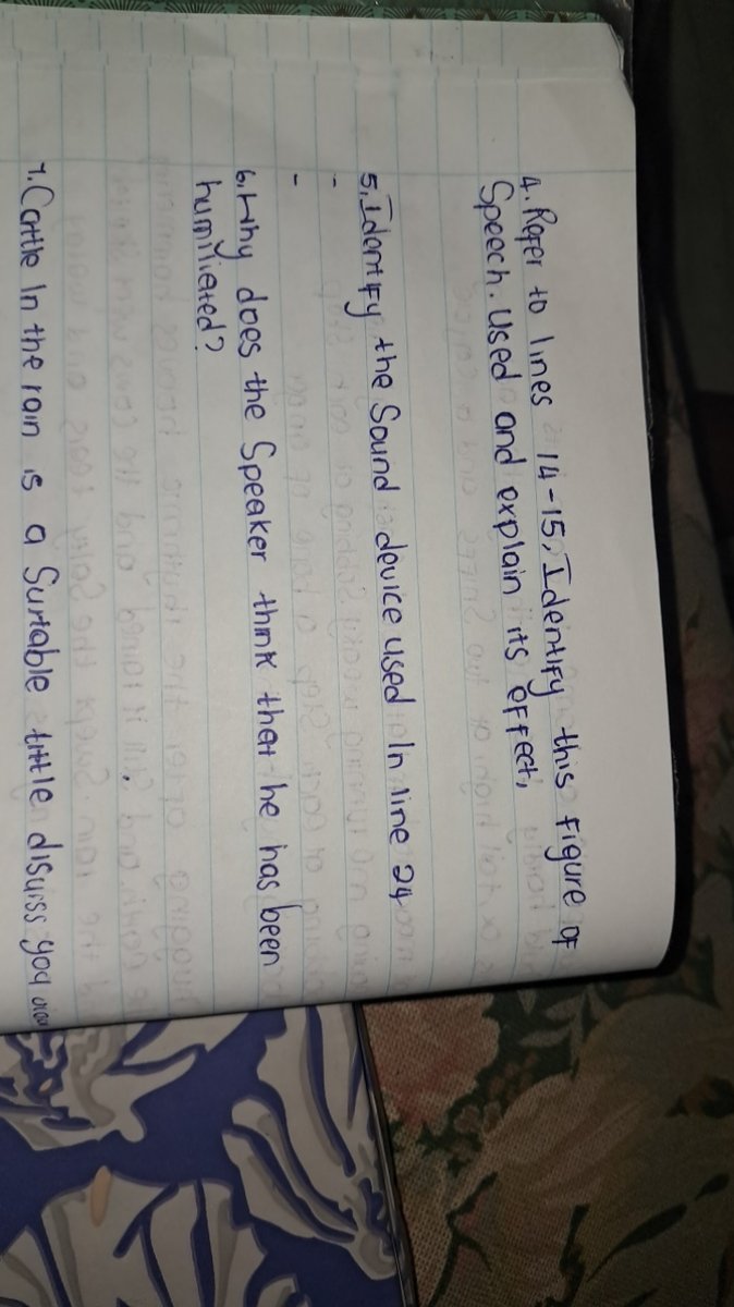 Refer to lines 14-15, Identify this Figure of Speech Used and explain its..