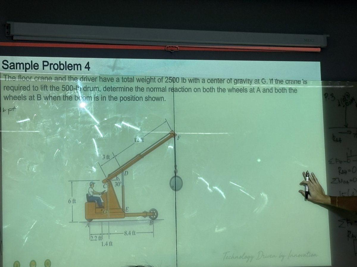 Sample Problem 4 The floor crane and the driver have a total weight of 2..