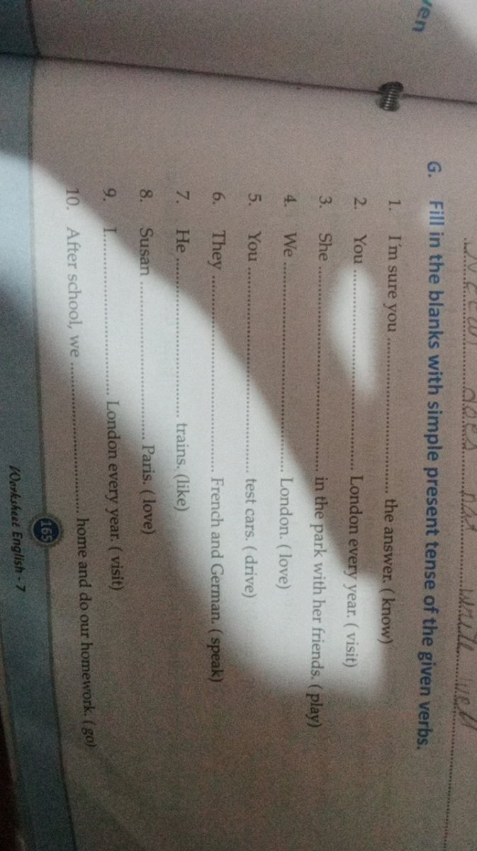 Fill in the blanks with simple present tense of the given verbs. I'm sur..