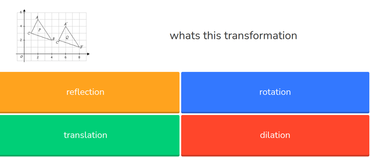 What is this transformation? Options: reflection rotation translation di..