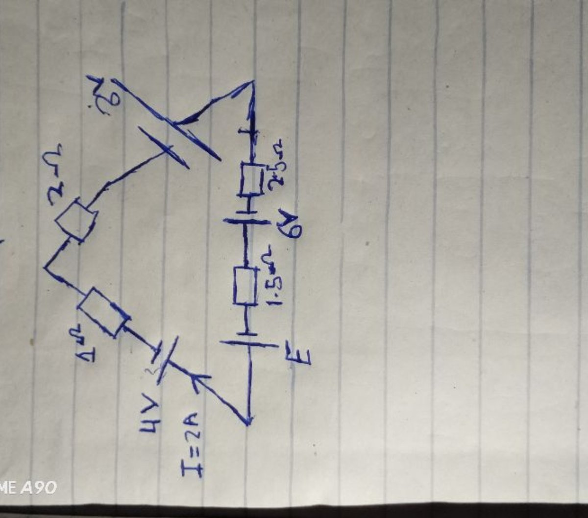 Use KVL to determine the EMF (E) in the circuit shown in the diagram...