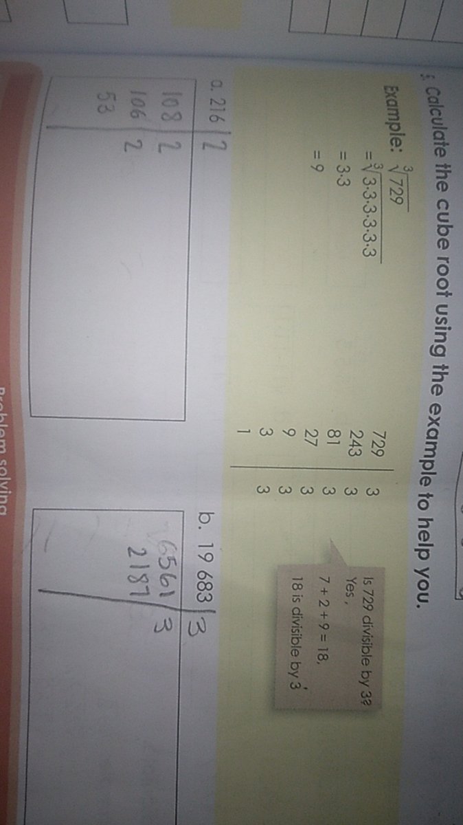 Calculate the cube root using the example to help you. Example: \sqrt[3]..