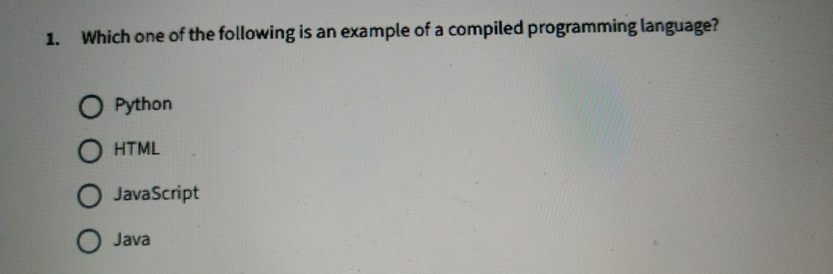 Which one of the following is an example of a compiled programming langua..