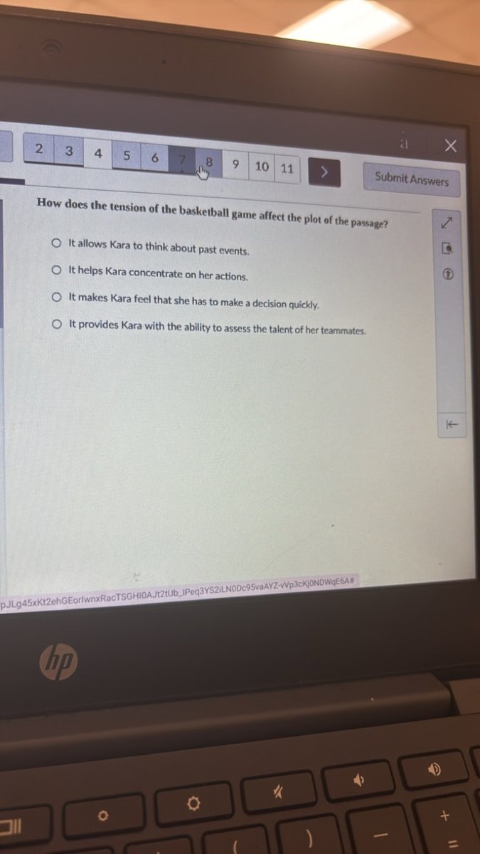 How does the tension of the basketball game affect the plot of the passag..