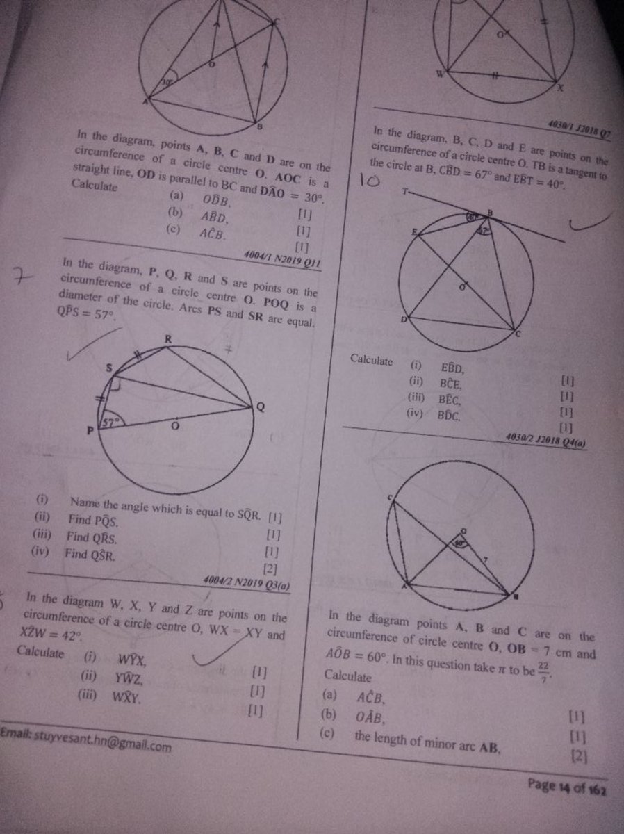 Here are four questions related to circle theorems and geometry: Questio..