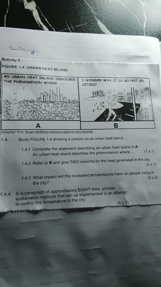 Activity 5 FIGURE 1.4: URBAN HEAT ISLAND Diagram showing two panels, A a..