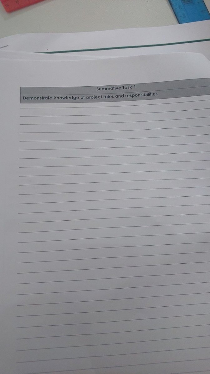 Summative Task 1 Demonstrate knowledge of project roles and responsibilit..