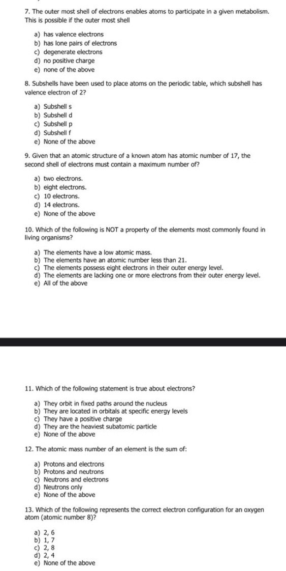 The outermost shell of electrons enables atoms to participate in a given