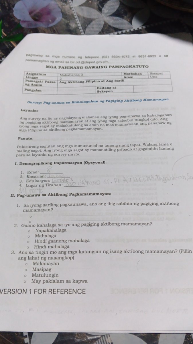 MGA PAHINANG GAWAING PAMPAGKATUTO Asignatura: Makabansa 3 Linggo: 2 Pama..