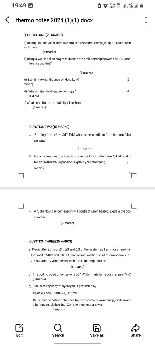 QUESTION ONE (20 MARKS) a) Distinguish between intensive and extensive pr..