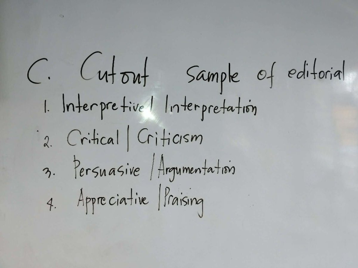 C. Cutout sample of editorial Interpretive / Interpretation Critical / Cr..