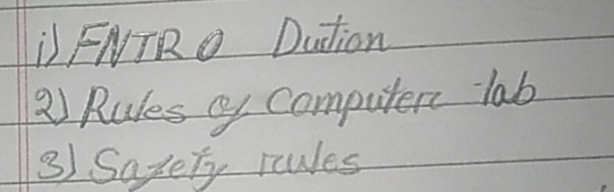 1) Introduction 2) Rules of Computer Lab 3) Safety rules | Filo