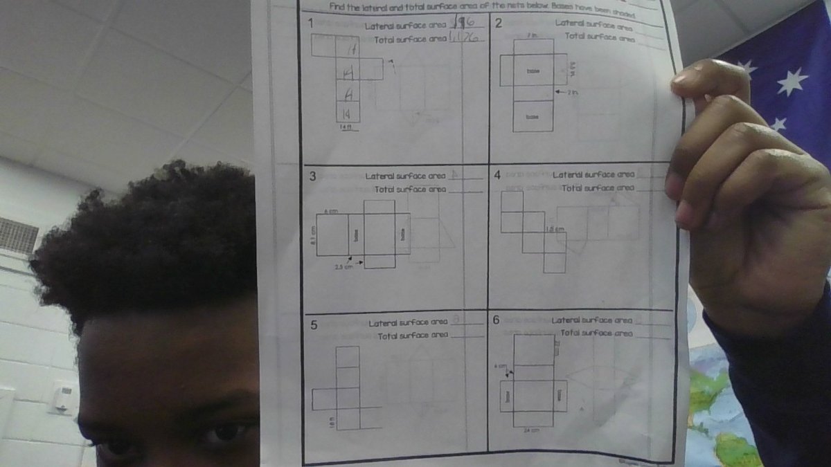 Find the lateral and total surface area of the nets below. Bases have bee..