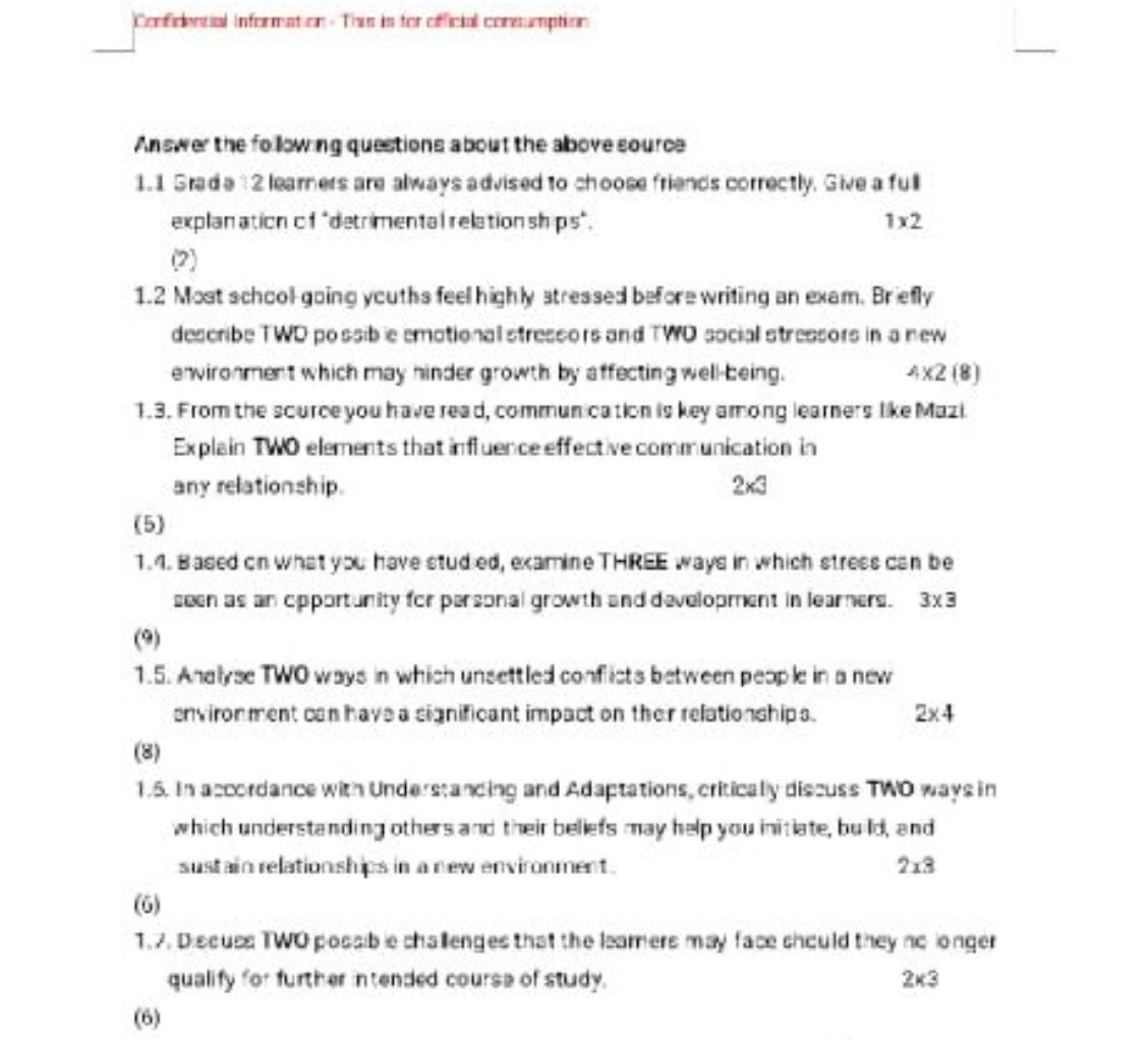 Answer the following questions about the above source: 1.1. Grade 12 lea..