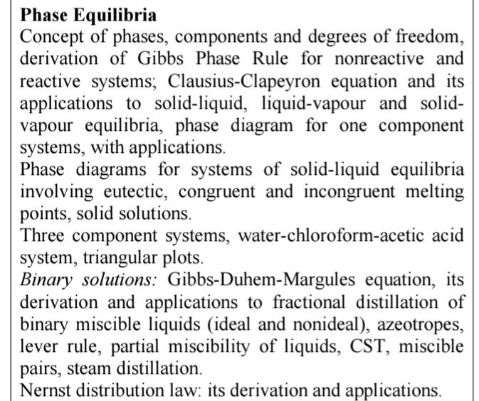 Phase Equilibria Concepts to cover: Phases, Components, and Degrees of