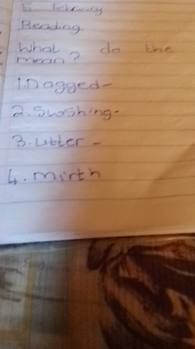 5 February Reading What do the following words mean? Dagged Sloshing Litt..
