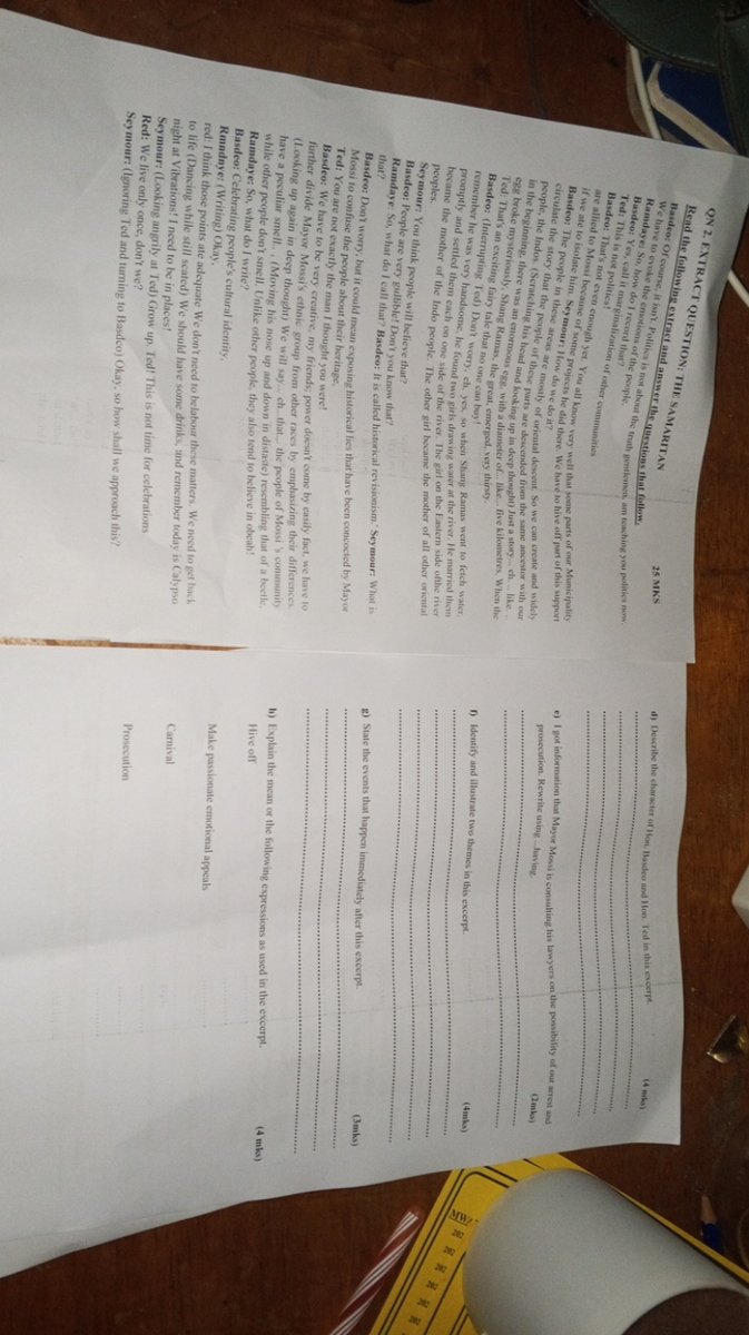 QN 2. EXTRACT QUESTION: THE SAMARITAN Read the following extract and answ..