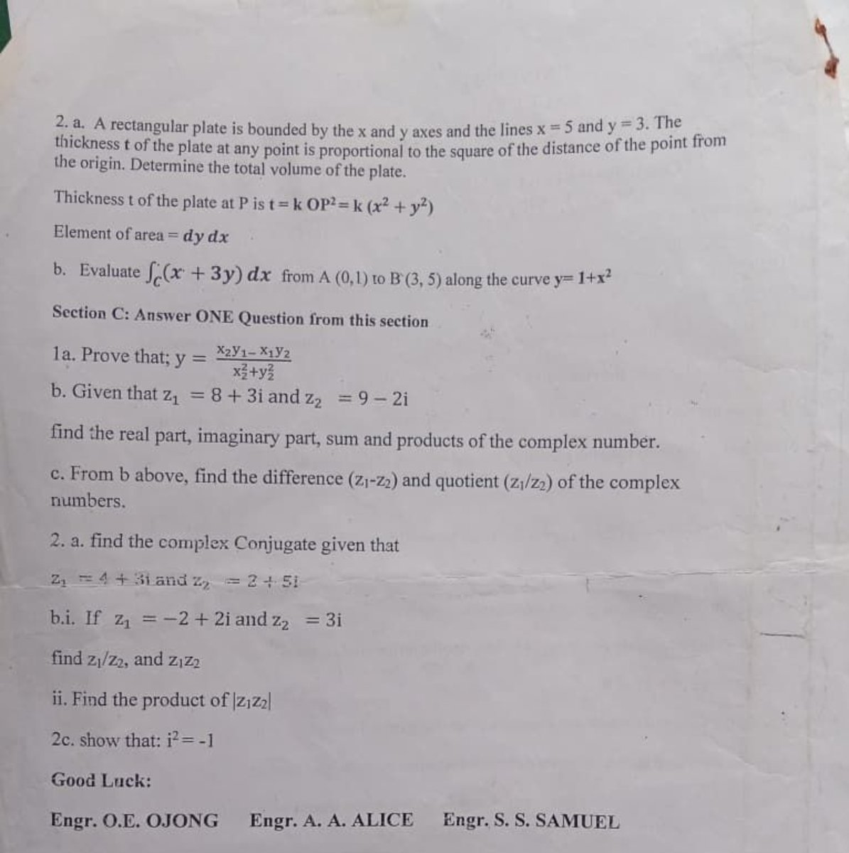 a. A rectangular plate is bounded by the x and y axes and the lines x = 5..