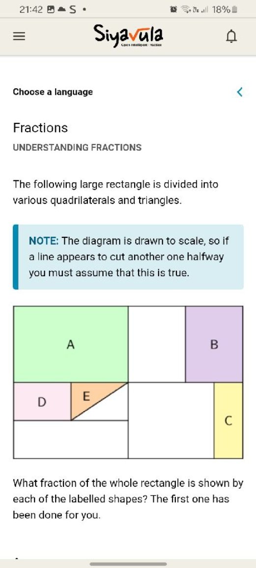 The following large rectangle is divided into various quadrilaterals and